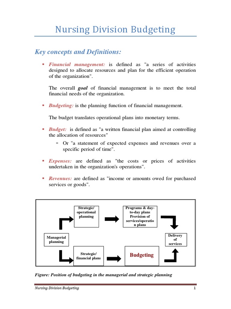 Nursing Division Budgeting | Budget | Resource