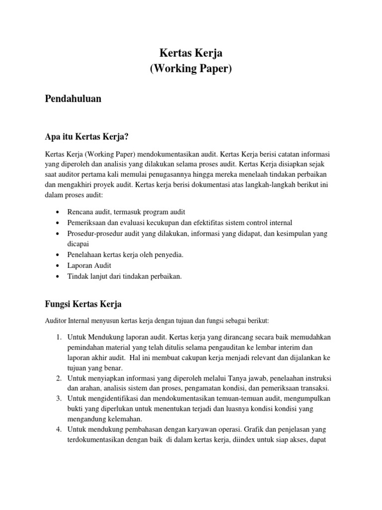 Kertas Kerja (Working Papers) | PDF