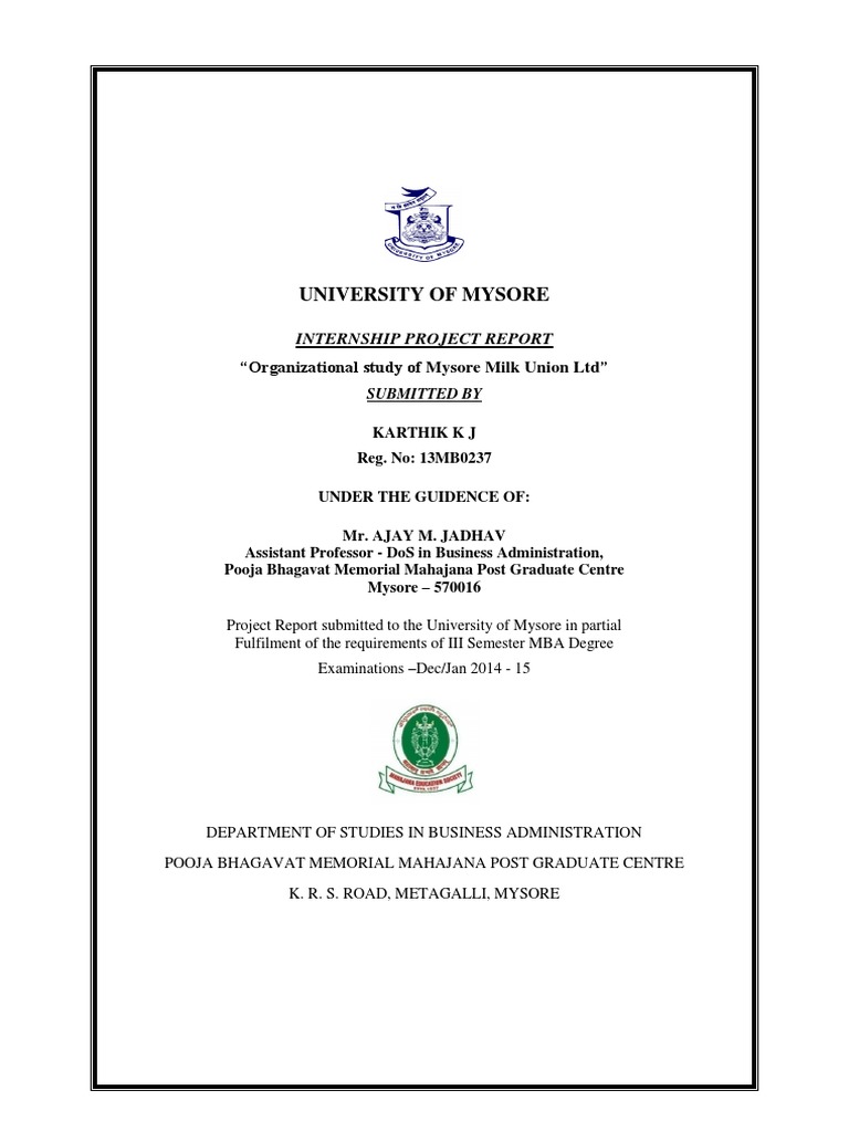 MYMUL Internship Project Report | PDF | Dairy | Dairy Farming