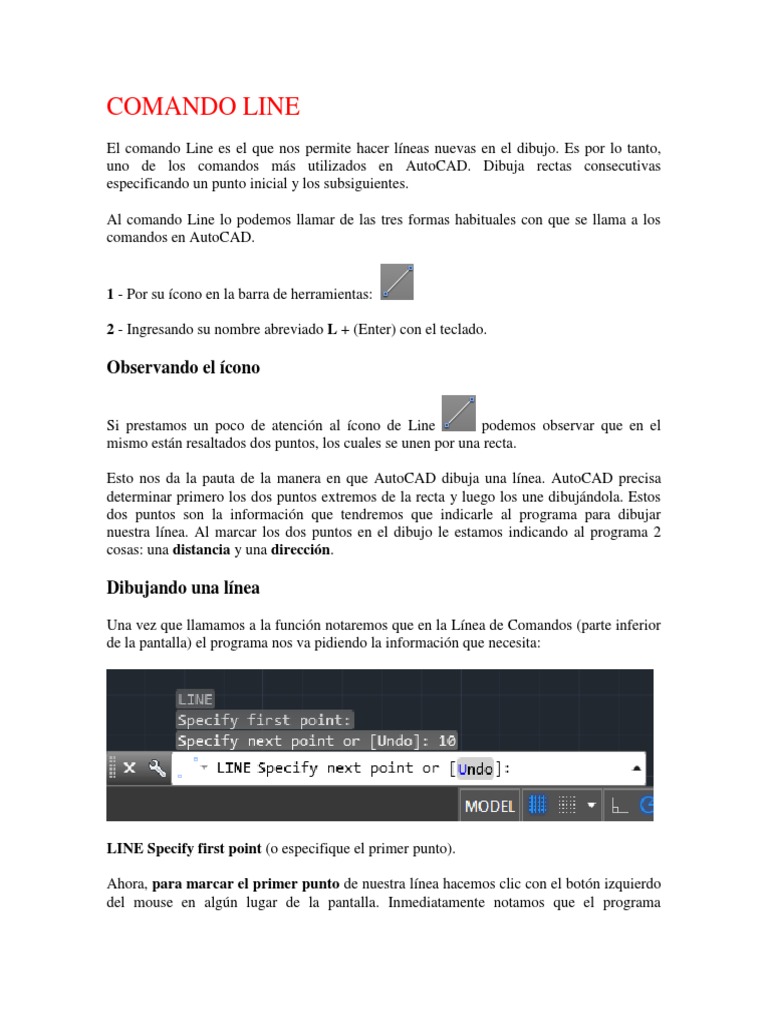 Uso del Comando Line en AutoCAD | PDF | Métodos y materiales de enseñanza