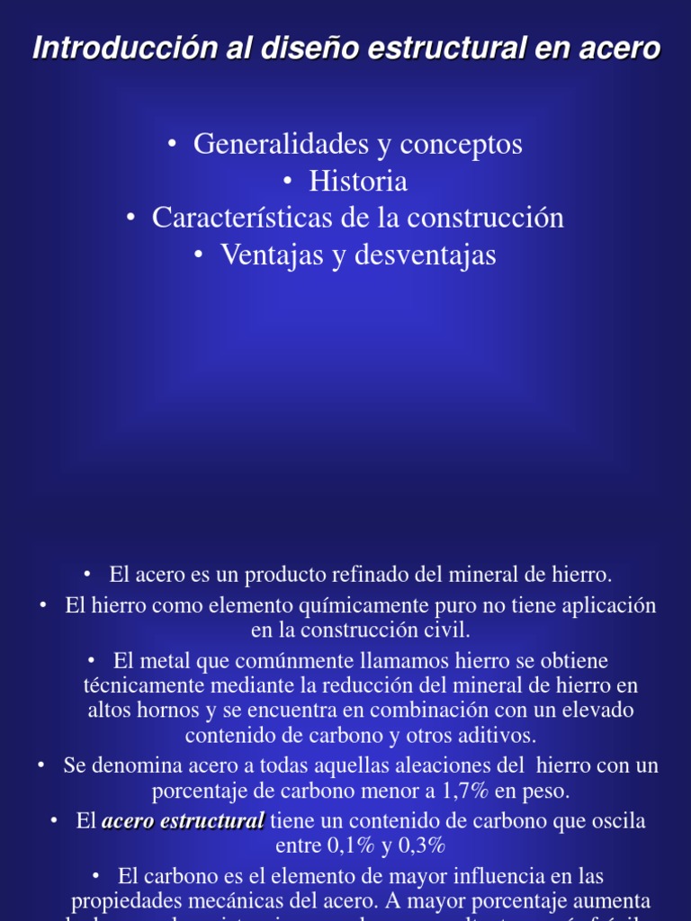 1.- Introducción al diseño de Estructuras de Acero.ppt | PDF | Acero | Hierro