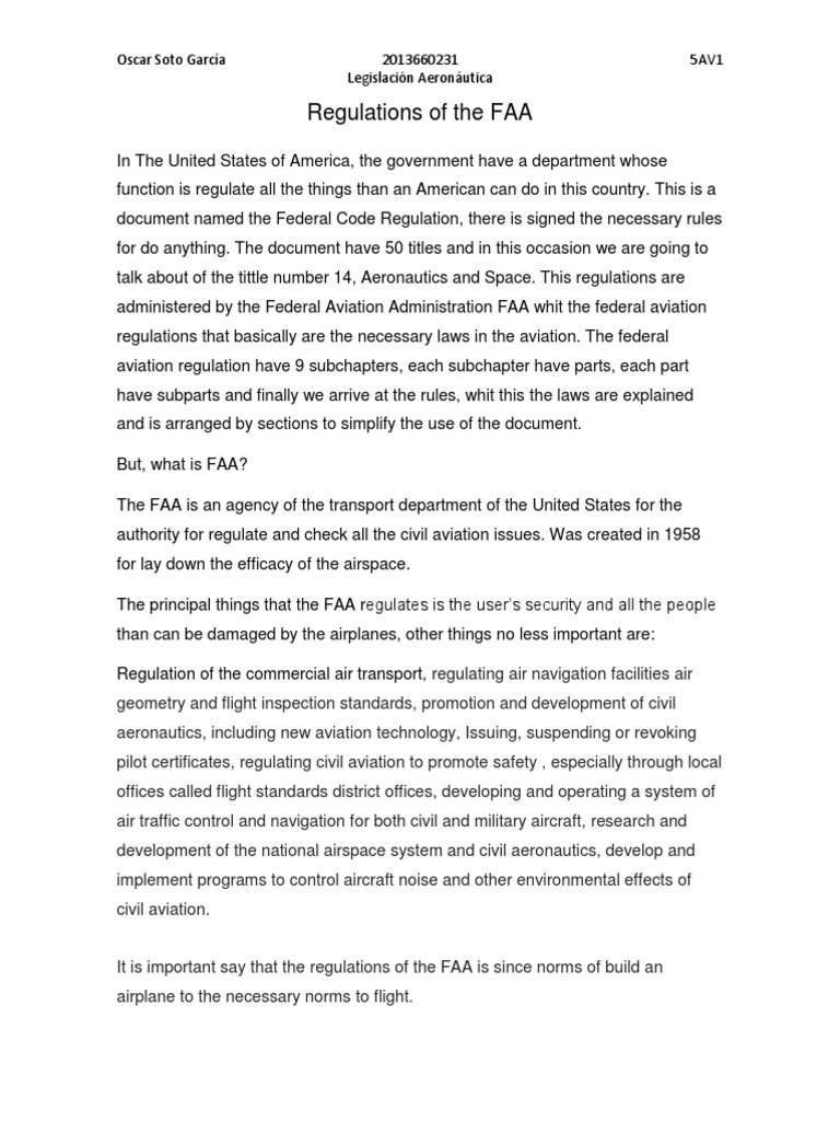 FAA Regulations Overview for Aviation | PDF | Law