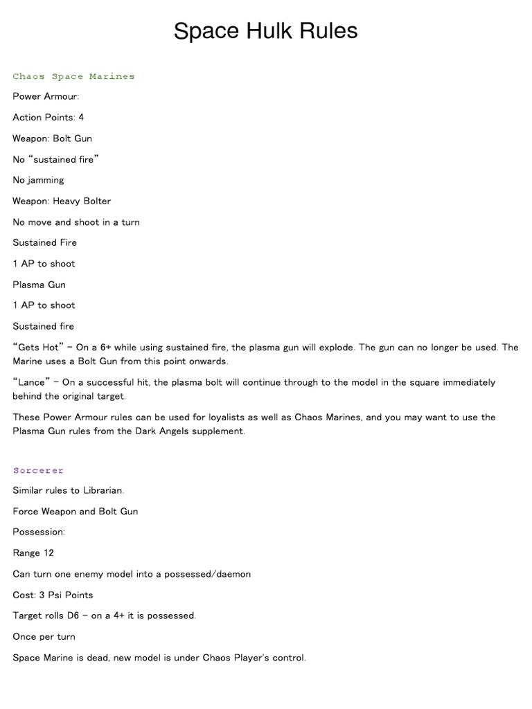 Space Hulk Rules | PDF | Military Technology | Military Equipment