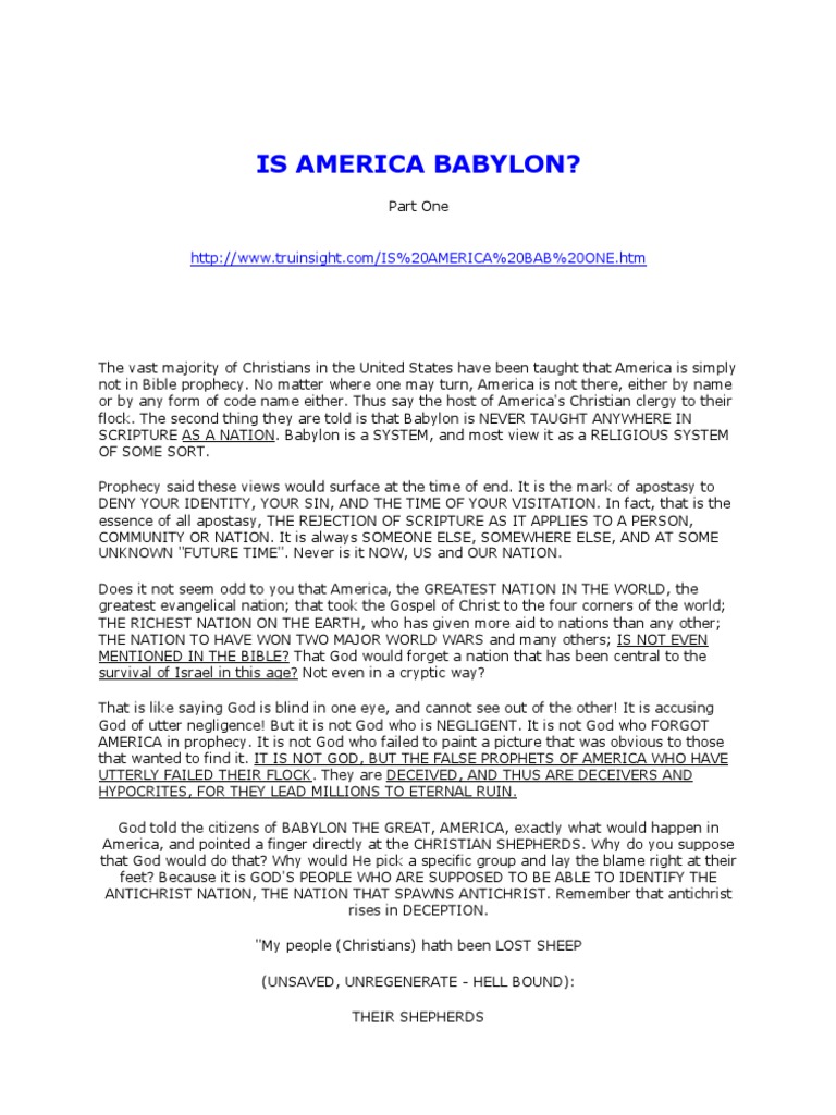 Usa - America The Great Babylon-The New Babylon | PDF | Bible Prophecy ...