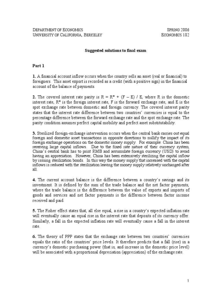 Final sp06 Sol PDF | PDF | Sterilization (Economics) | Exchange Rate