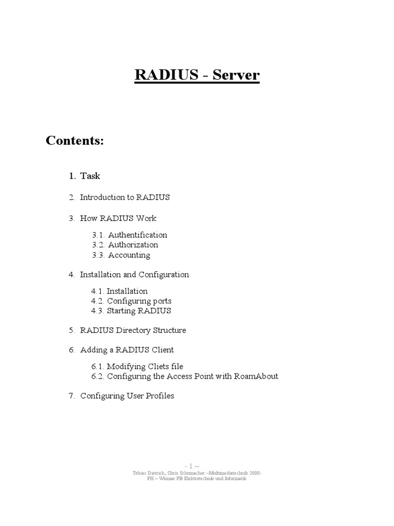 Radius Server Pdf Pdf Radius Wireless Access Point