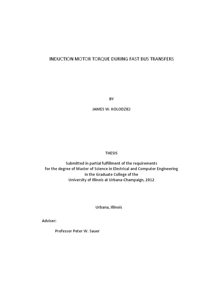 Induction Motor Torque During Fast Bus Transfers | PDF