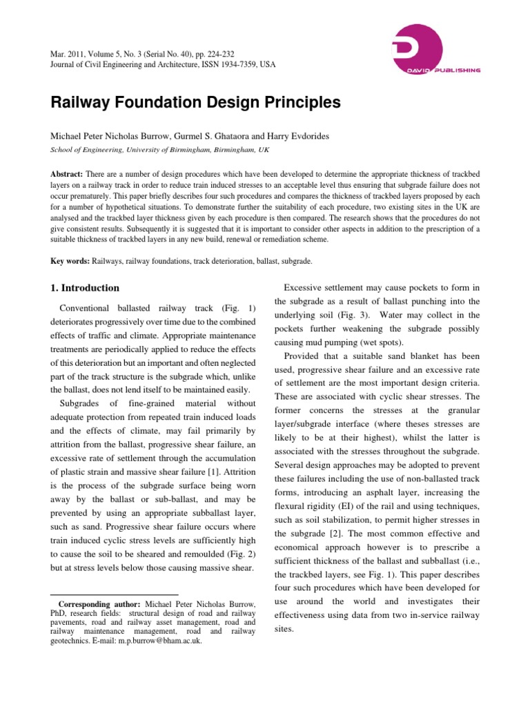 Railway Trackbed Design Principles | PDF | Track (Rail Transport ...