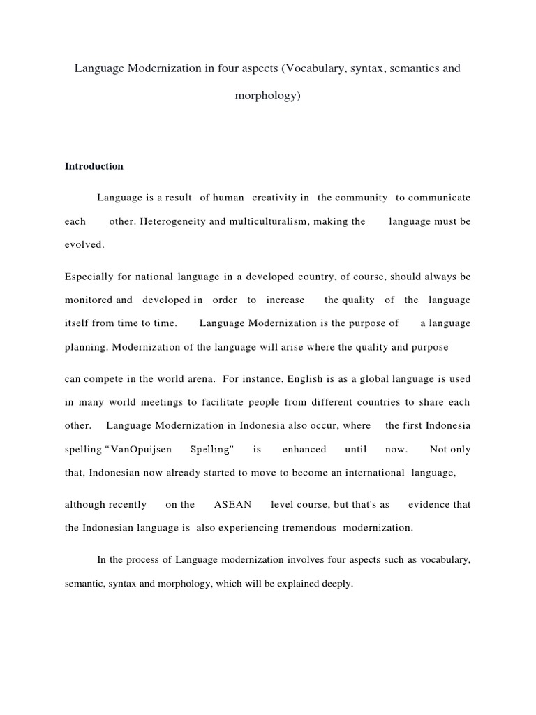 Language Modernization in Four Aspects | PDF | English Language ...