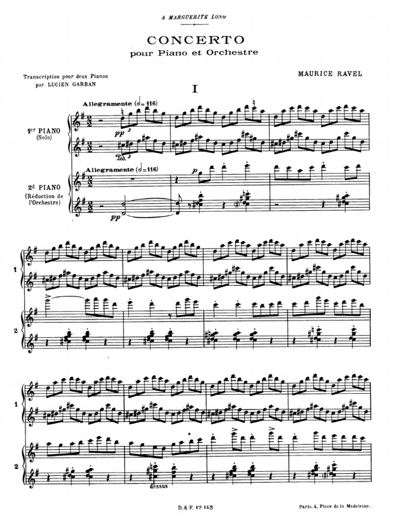 Ravel Concerto in G major Two Piano Score | Compositions For Piano | Compositions