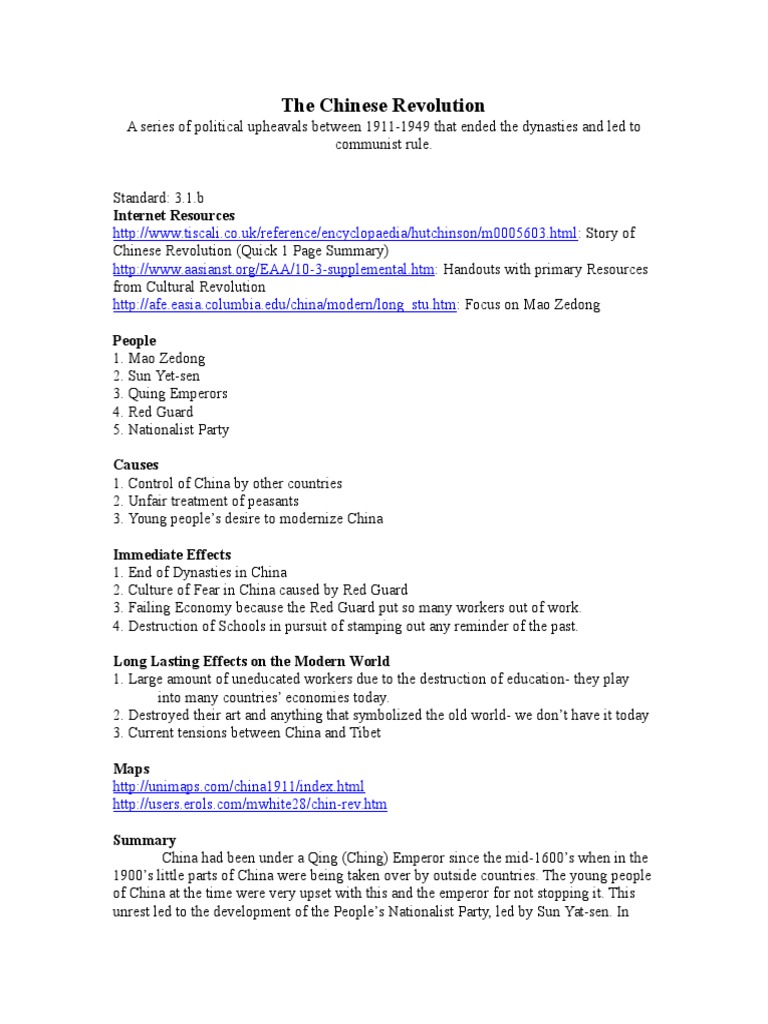Overview of the Chinese Revolution | PDF | China | World Politics