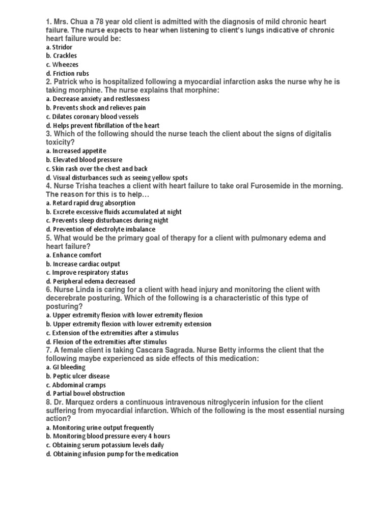 CBQ For NLE | PDF | Myocardial Infarction | Angina Pectoris