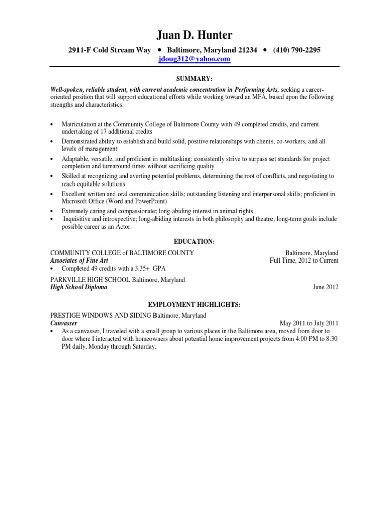 Juan Hunter Resume | PDF
