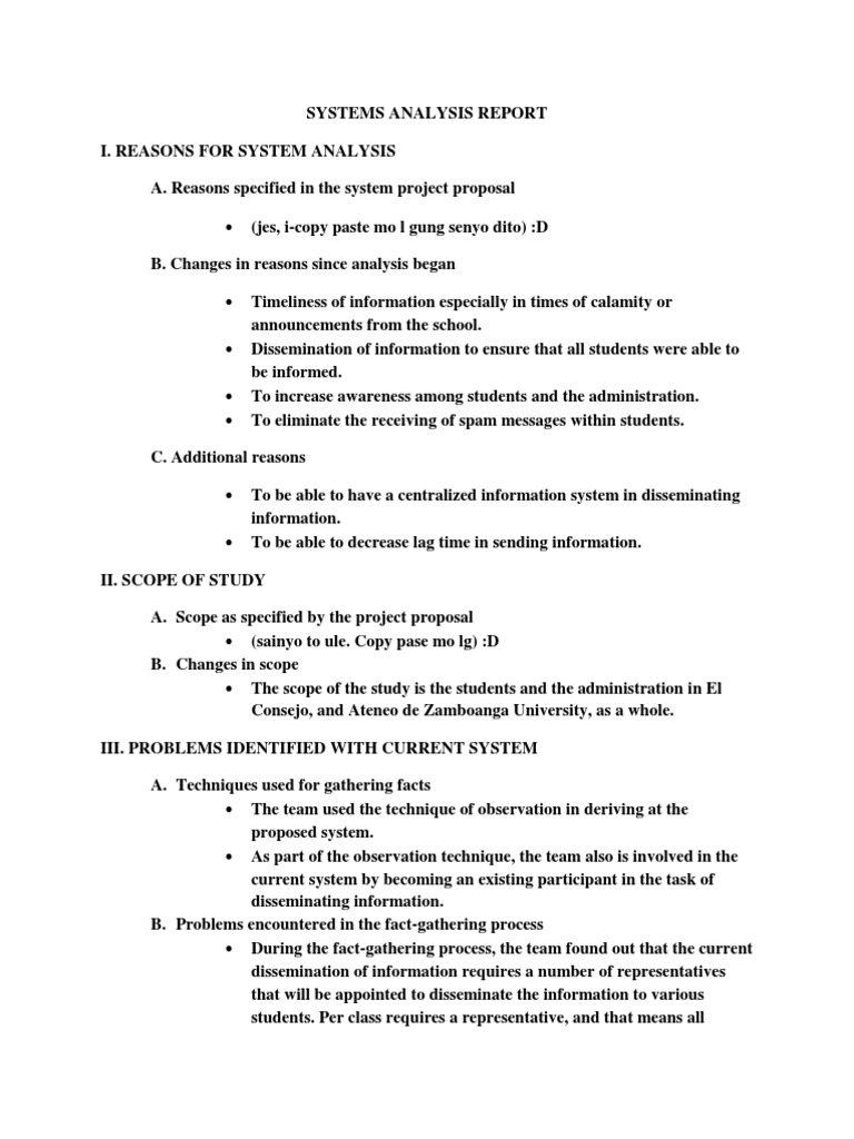 Systems Analysis Report | PDF | Information | Business