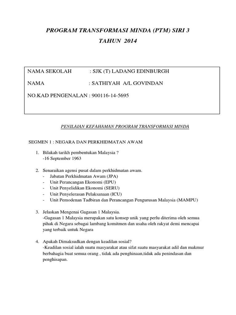 Program Transformasi Minda | PDF