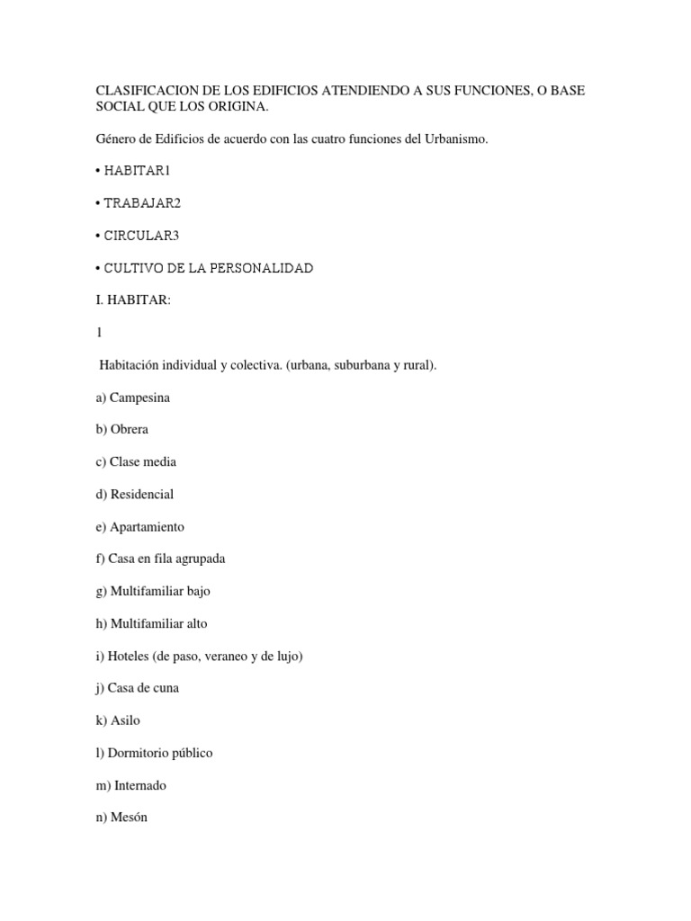Clasificacion de Los Edificios Atendiendo A Sus Funciones | PDF | Educación avanzada | Science