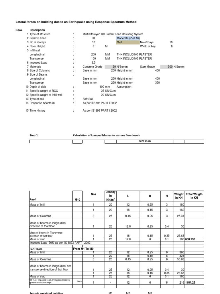 Earthquake Lateral Force Analysis | PDF