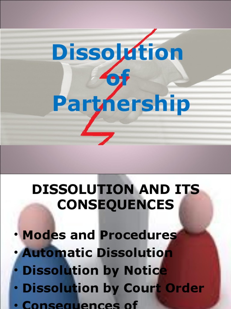 Dissolution of Partnership | PDF | Partnership | Legal Concepts