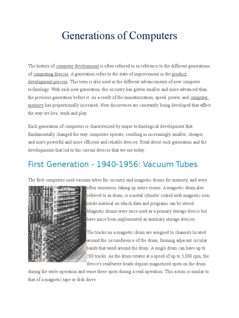 Generations of Computers | PDF | Central Processing Unit | Integrated ...
