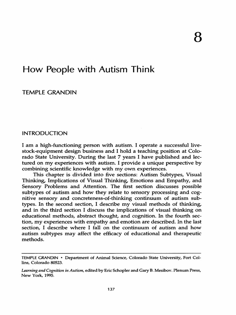 Understanding the Spectrum of Autism: Temple Grandin Describes Her ...