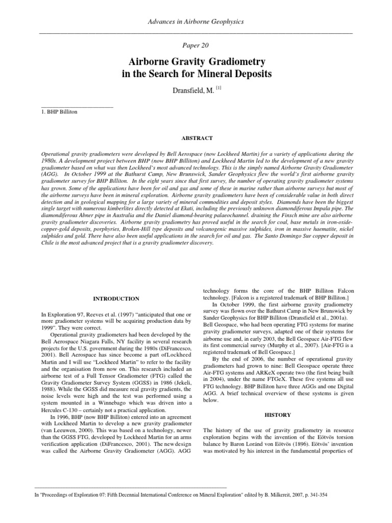 11 Airborne Gravity Gradiometry in The Search For Mineral Deposits 20 ...