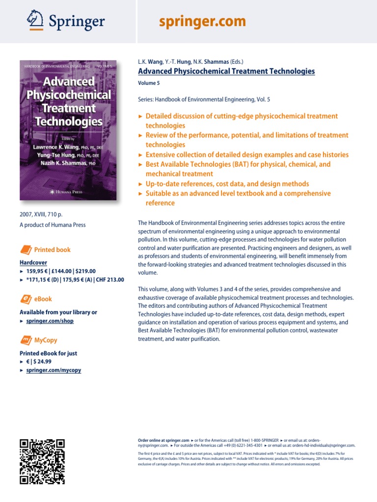 Advanced Physicochemical Treatment Technologies | PDF | Environmental ...
