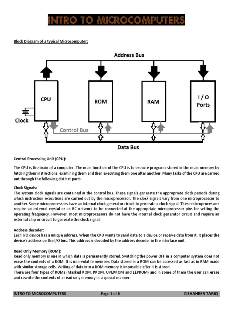 Intro To Microcomputers: Block Diagram of A Typical Microcomputer | PDF Intro To Microcomputers: Block Diagram of A Typical Microcomputer | PDF