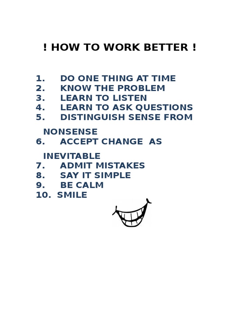 How To Work Better | PDF