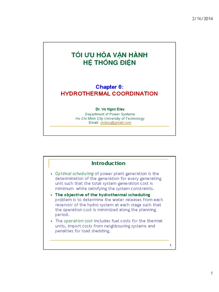 Hydrothermal Coordination Pdf Hydroelectricity Power Physics