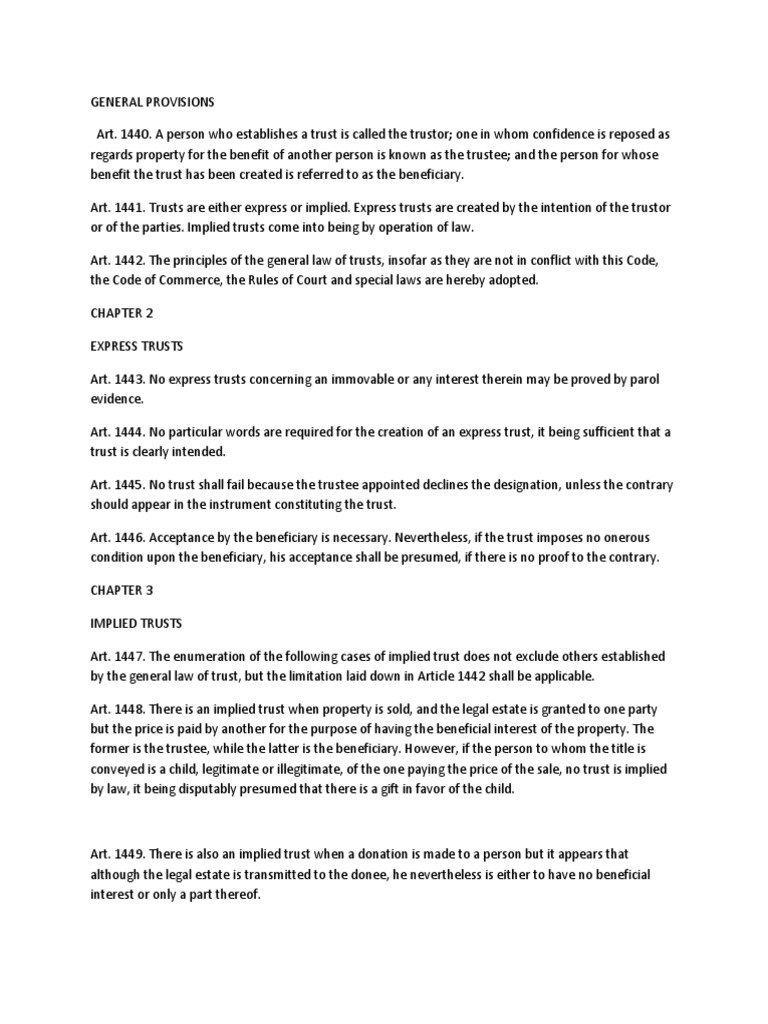 General Provisions Trust | PDF | Trust Law | Trustee