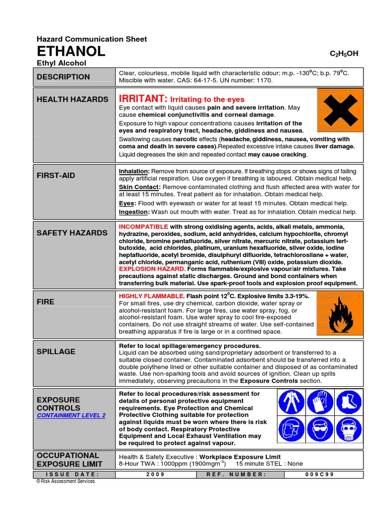 Ethanol HazCom | Download Free PDF | Personal Protective Equipment ...