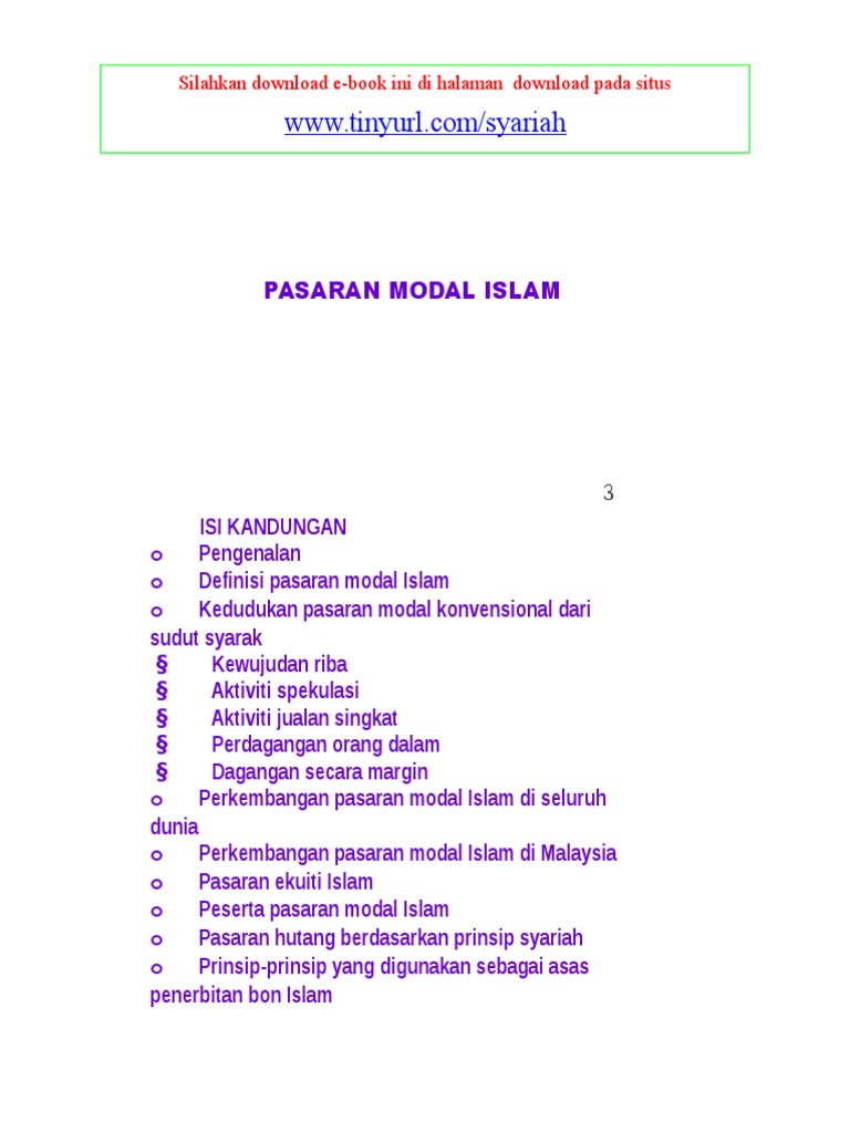Pasaran Modal Islam | PDF | Hukum