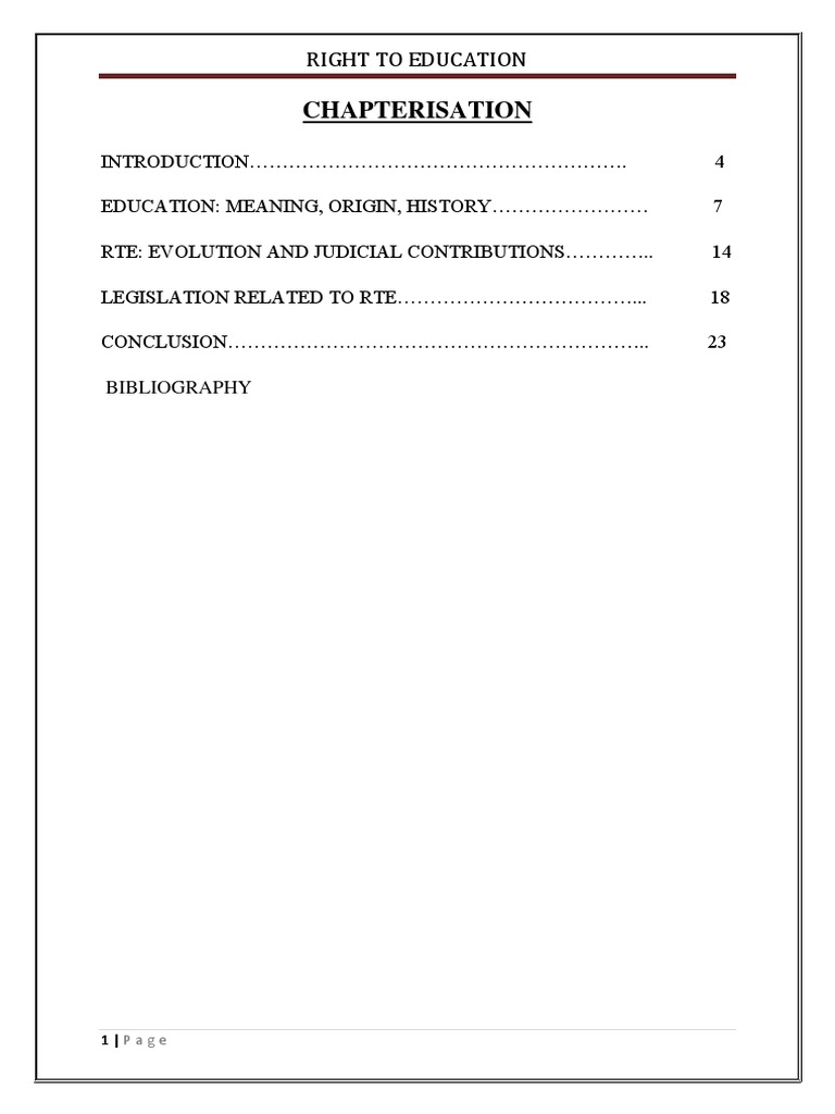 Chapterisation: Right To Education | PDF | Religion And Belief
