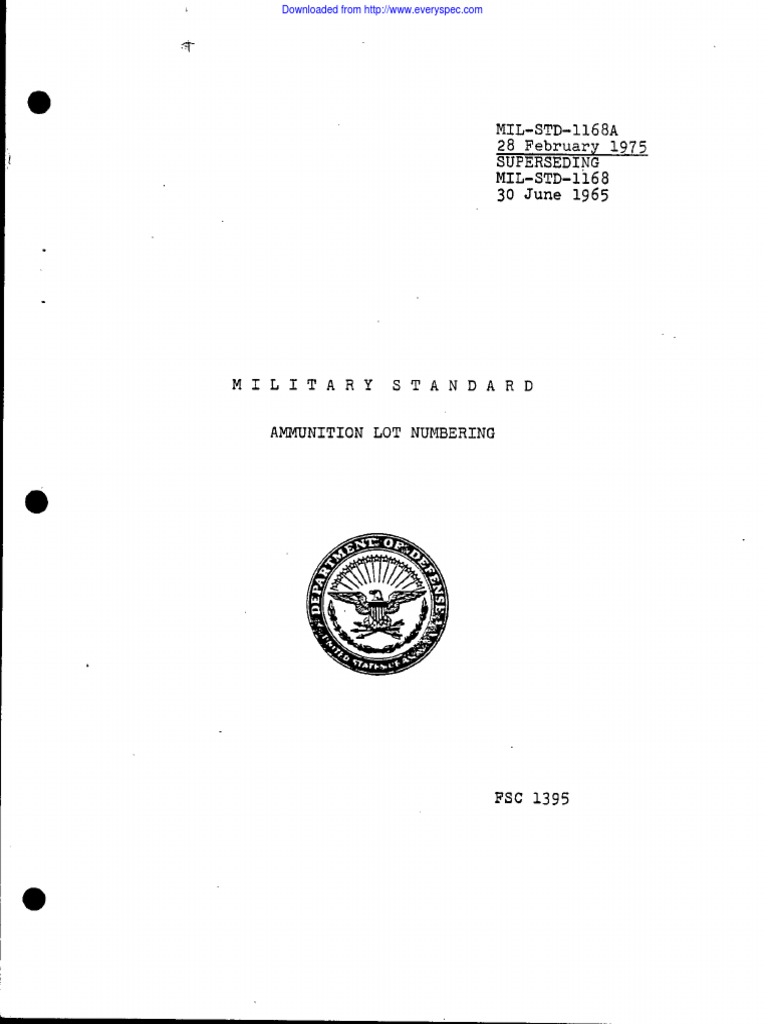 MIL-STD-1168A (Ammunition Lot Numbering) PDF | PDF | Ammunition ...