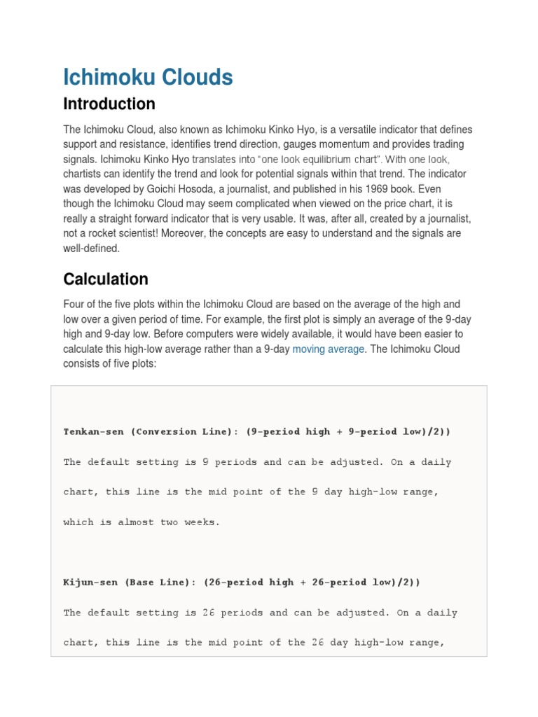 Ichimoku Clouds: Tenkan-Sen (Conversion Line) : (9-Period High + 9 ...