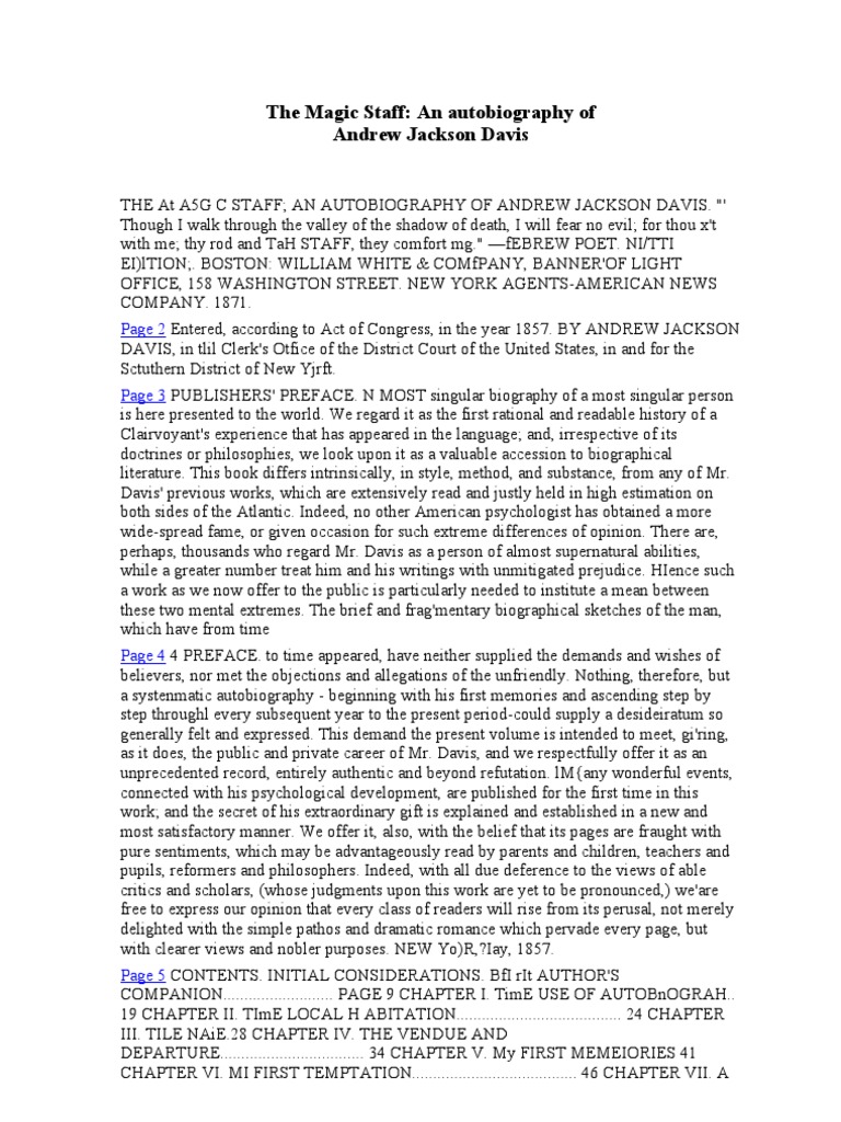 1 - Andrew Jackson Davis - An Autobiography (En) | PDF | Knowledge | Mind