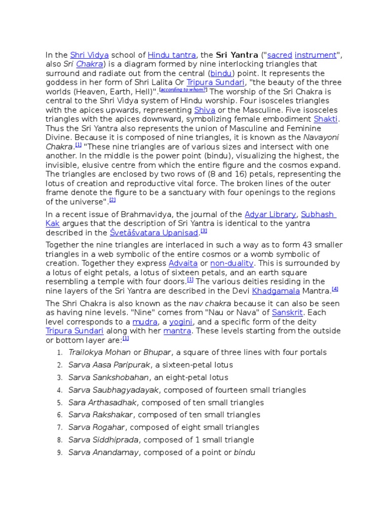 Chakra: Shri Vidya Hindu Tantra Sacred Instrument Bindu Tripura Sundari ...