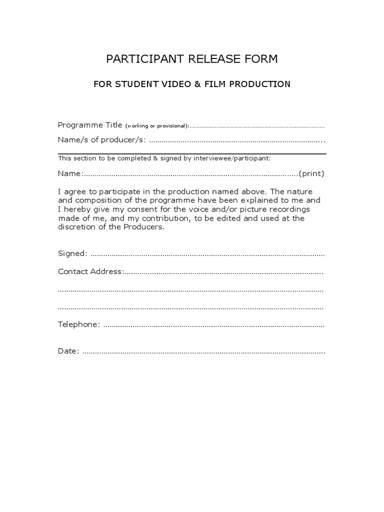 Student Video Production Release Form | PDF