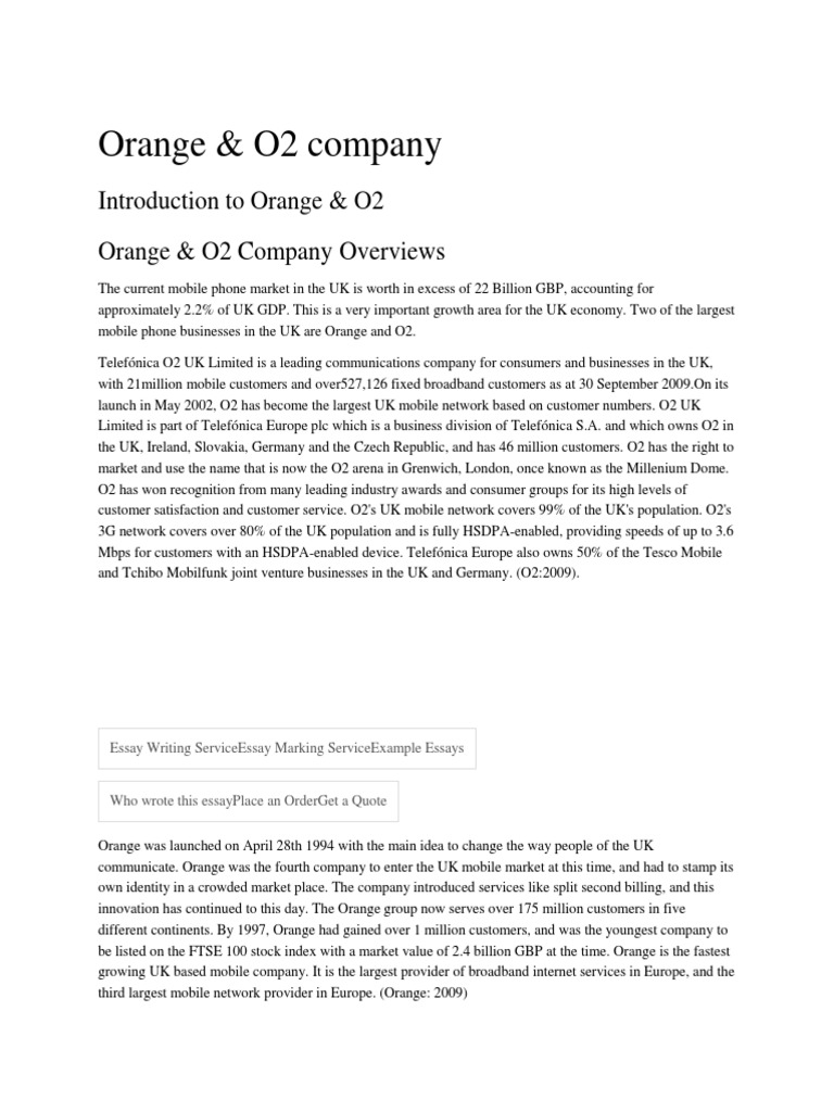 Introduction To Orange & O2 Orange & O2 Company Overviews | PDF ...