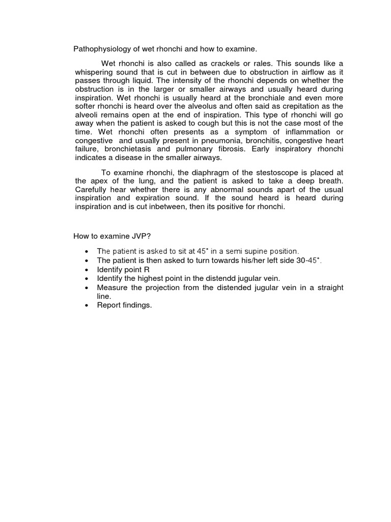 Pathophysiology of Wet Rhonchi | PDF | Science & Mathematics