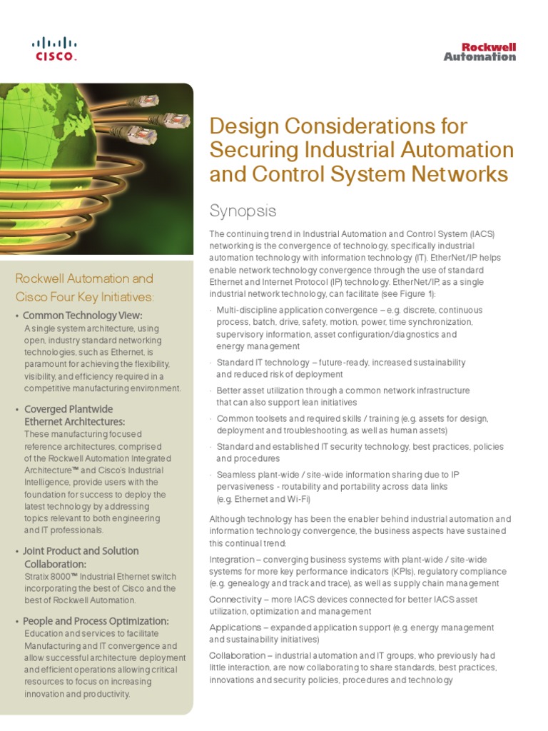 CISCO - Rockwell - Design Considerations For Securing Industrial ...
