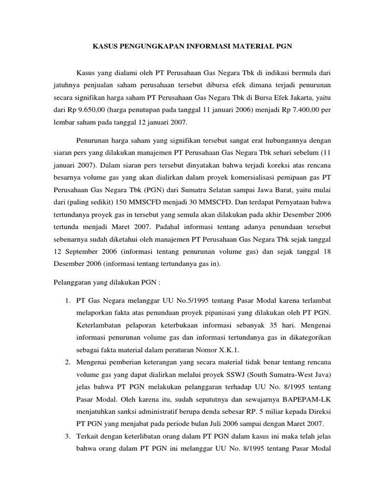 Kasus Keterlambatan Informasi PGN | PDF