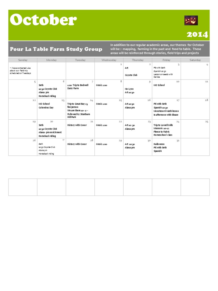 October Activities and Themes Overview | PDF