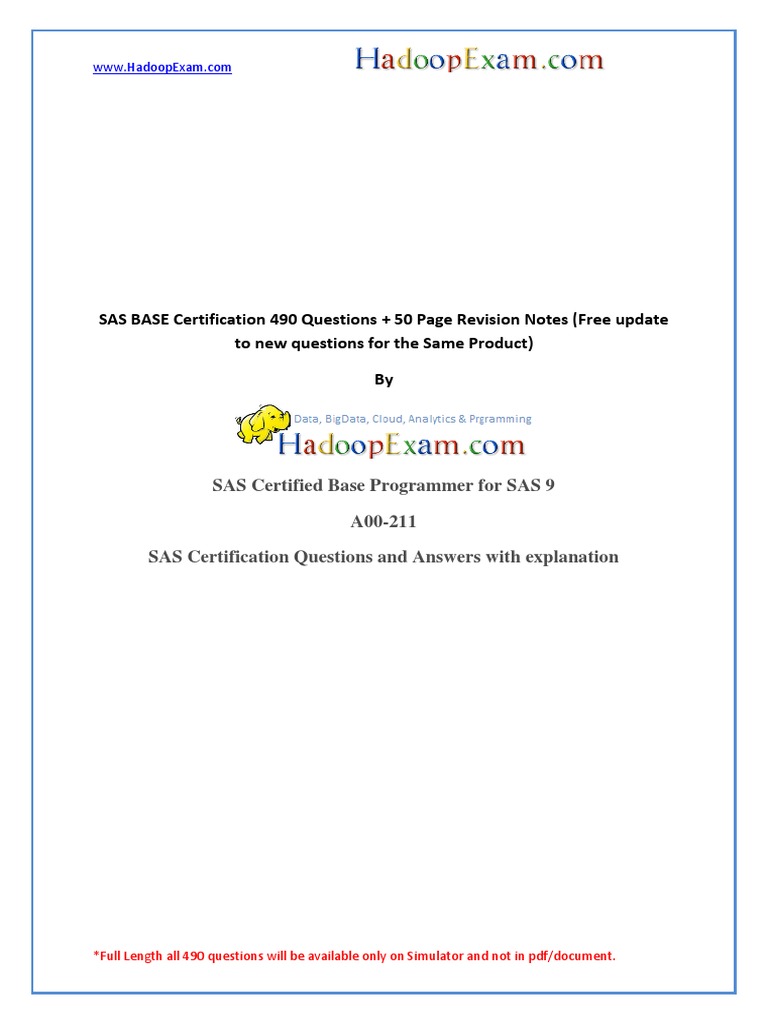 SAS Base Certification Questions Dumps A00-211 | PDF | Sas (Software ...