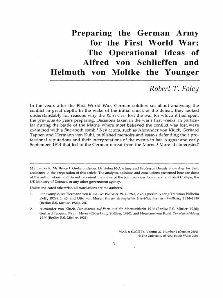 Robert Foley - Preparing The German Army For The First World War The ...