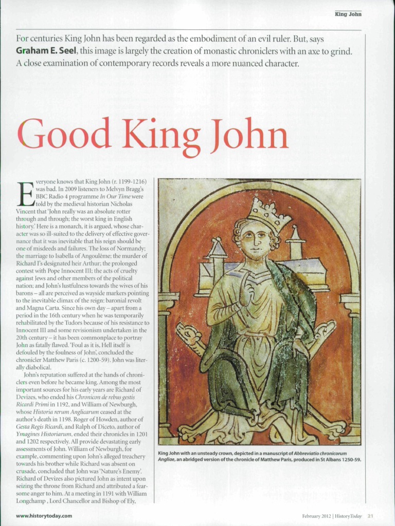 Good King John (History Today, February 2012) | PDF | Pope
