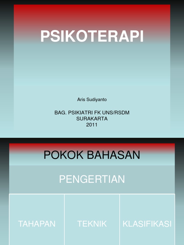 Psikoterapi - Prof. Dr. Aris Sudyanto, DR., SPKJ | PDF