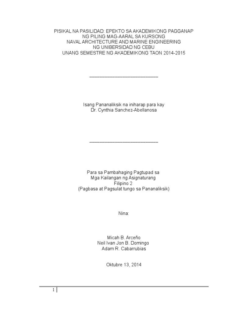 Filipino 2 Thesis | PDF
