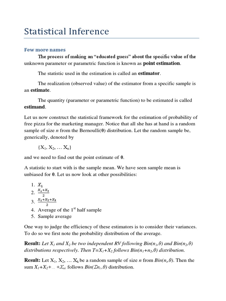 Statistical Inference II | PDF | Estimator | Bias Of An Estimator