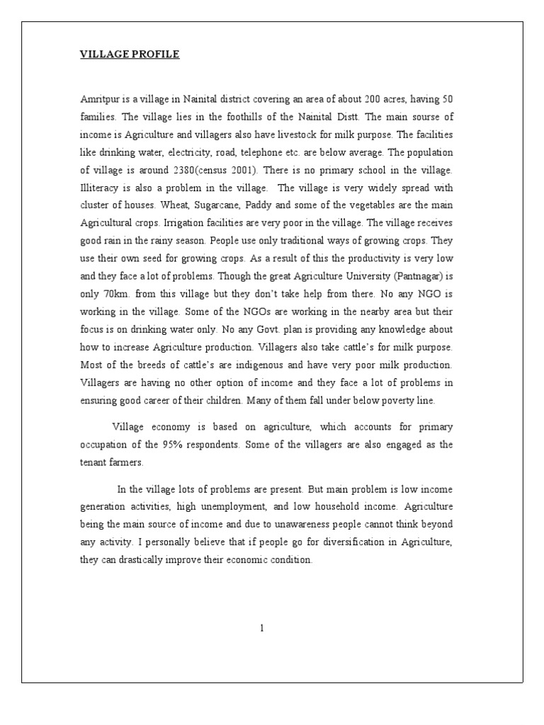 Village Profile | PDF | Agriculture | Non Governmental Organization